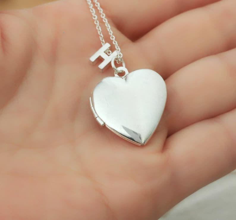 Heart Locket Necklace, Heart Locket Charm, Personalized Initial ...