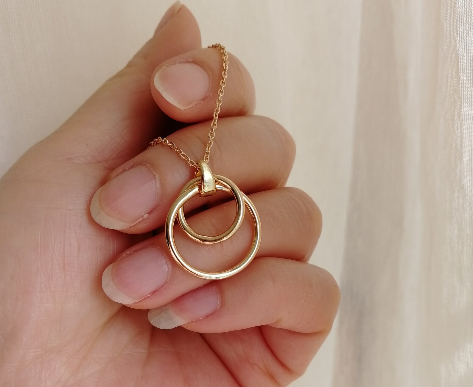 Golden Linked Circles Necklace Valentines Gift Girl Friend - Etsy