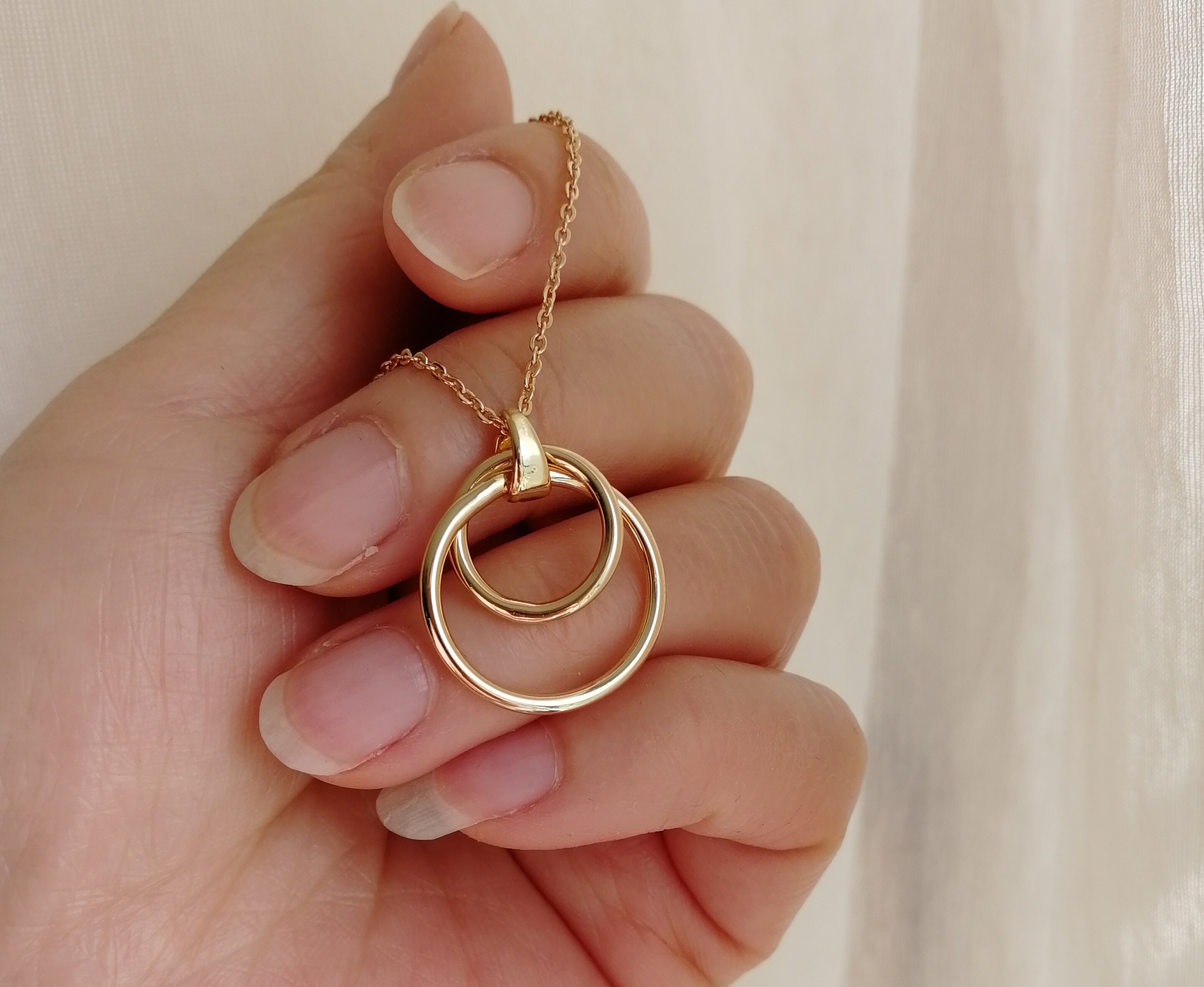 Golden Linked Circles Necklace Valentines Gift Girl Friend - Etsy