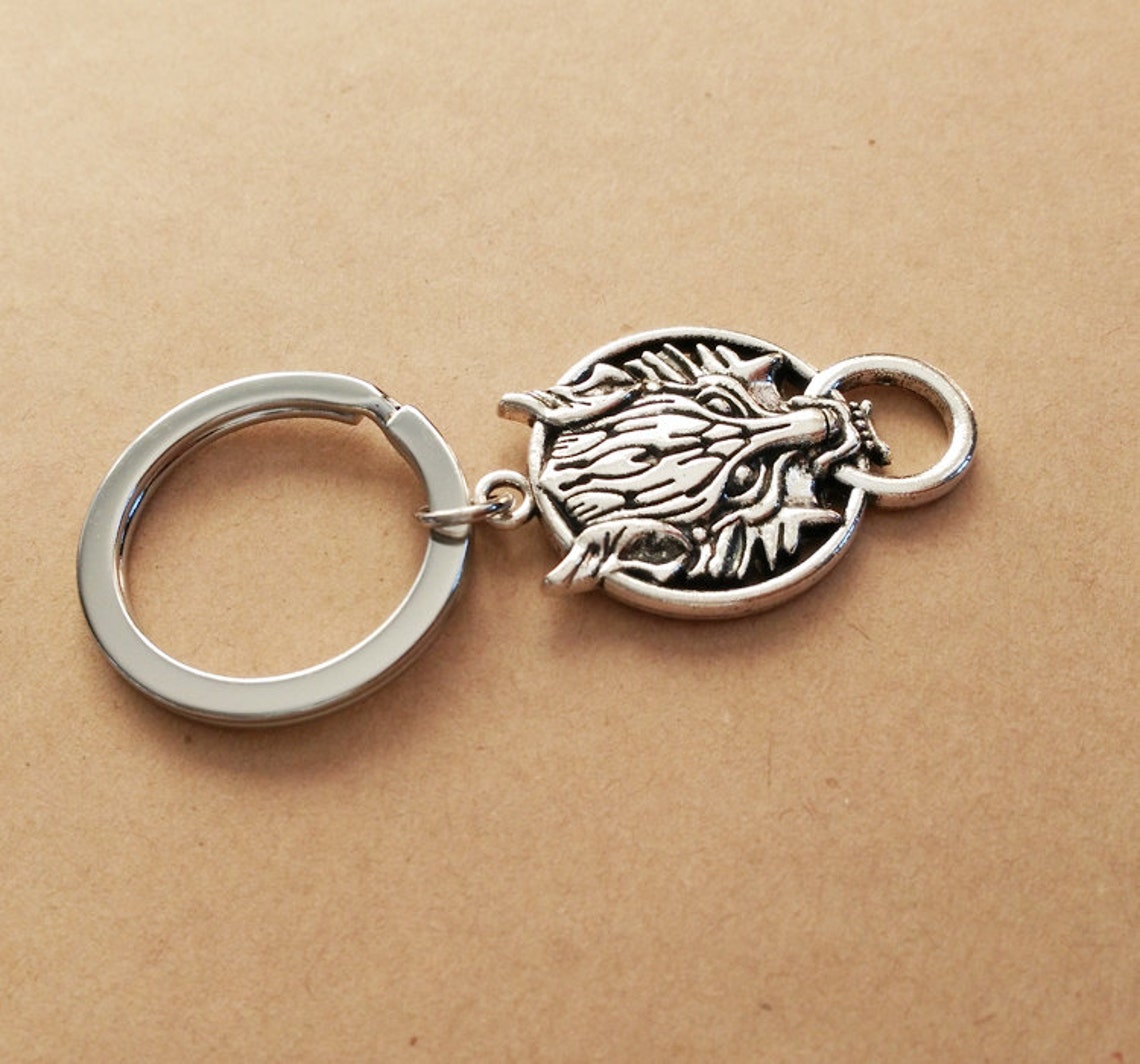 Keychain Antique Silver Wolf Charm Keychainsantique Bronze - Etsy
