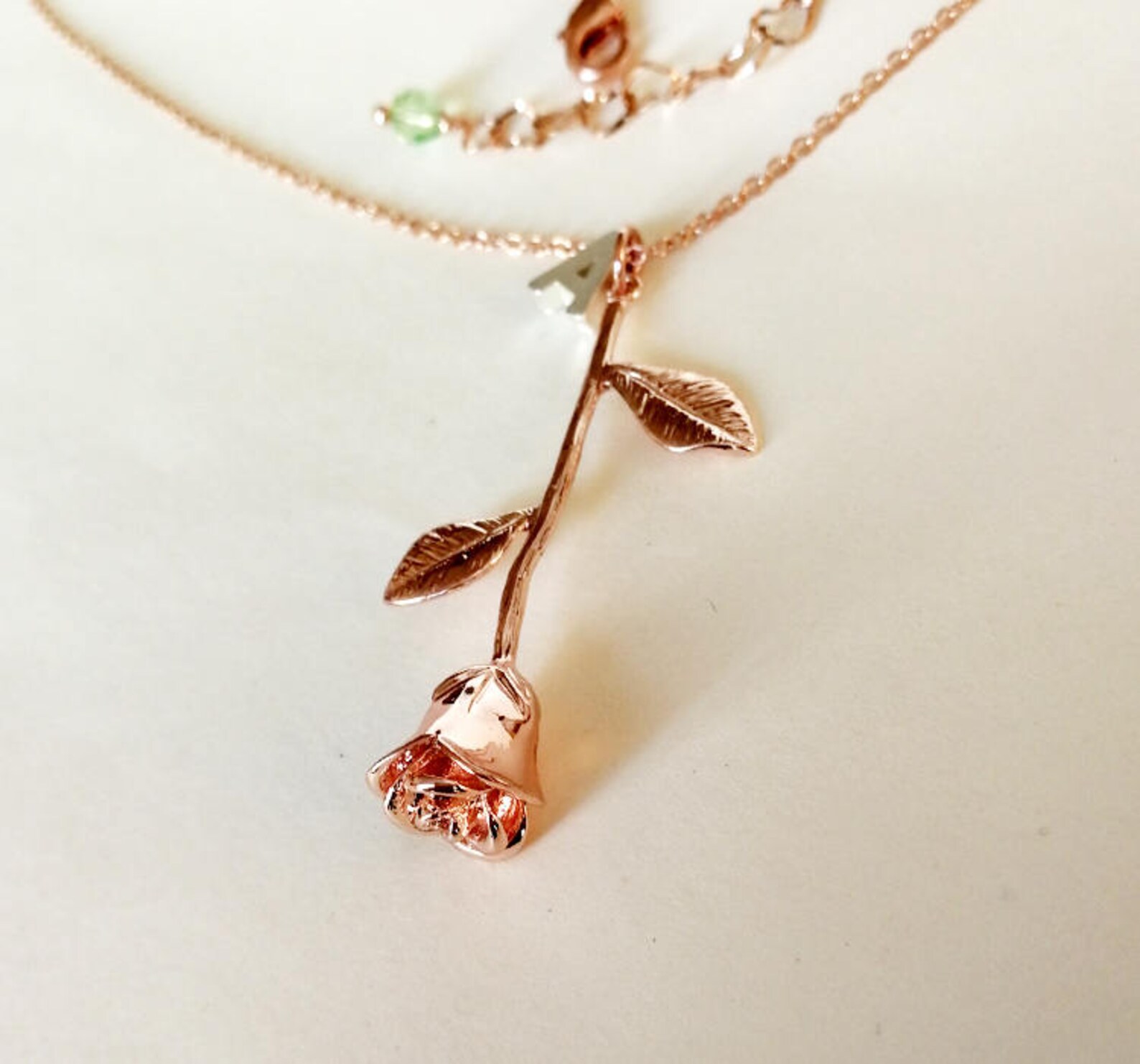 Rose Necklace Personalized Initial Rose Golden Rose - Etsy