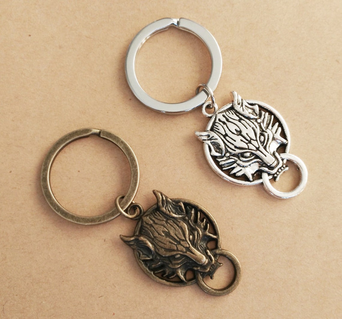 Keychain Antique Silver Wolf Charm Keychainsantique Bronze - Etsy
