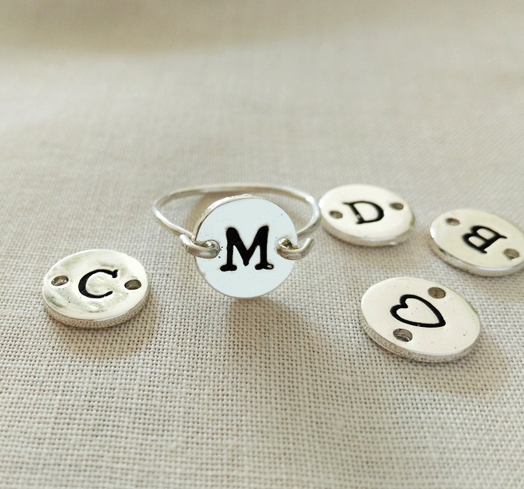 Initial Ring 925 Sterling Silver Wire Connect Silver Brass - Etsy