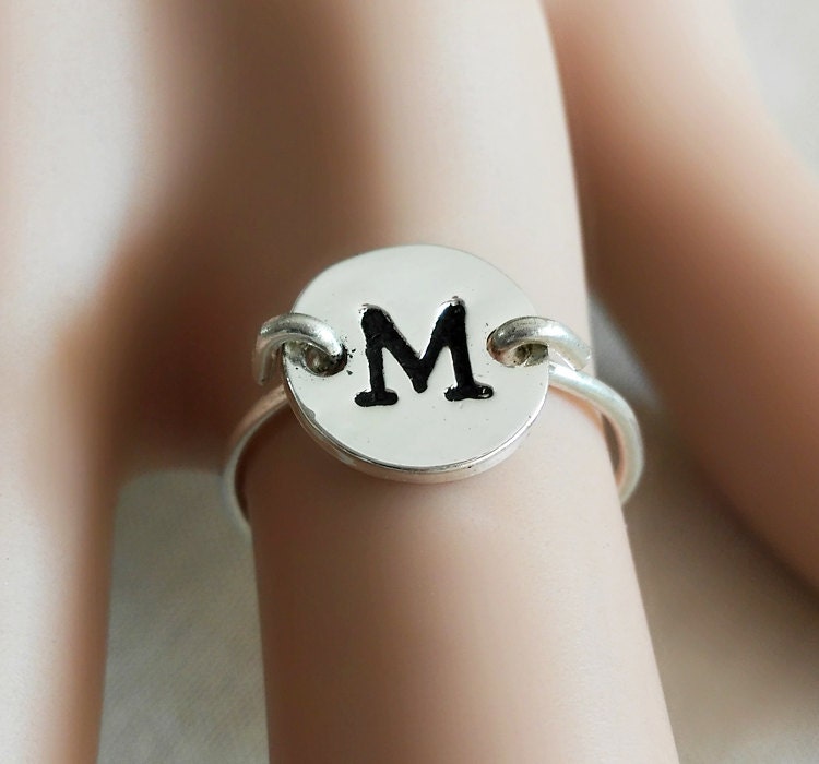 Initial Ring 925 Sterling Silver Wire Connect Silver Brass - Etsy