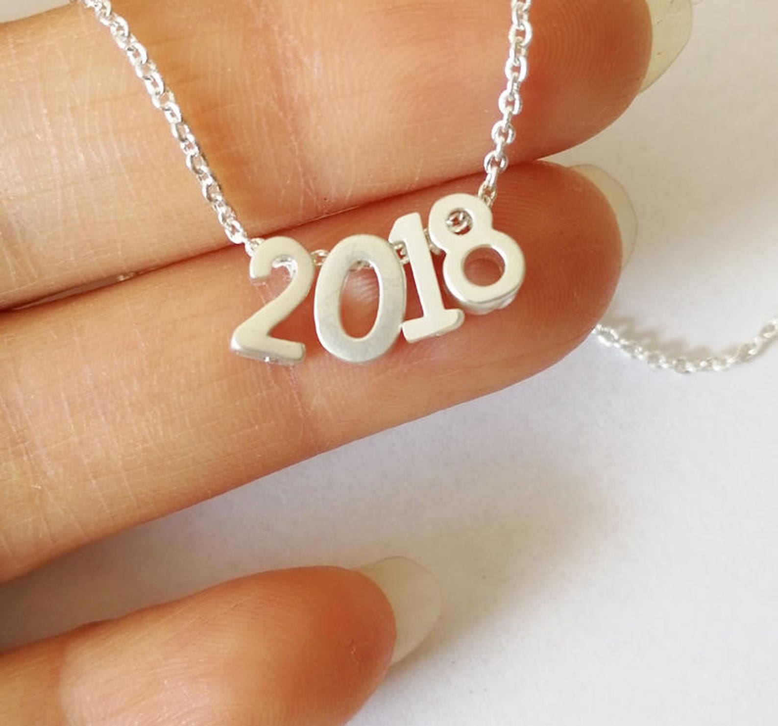Silver Lucky Number Necklace matte Silver Number Silver | Etsy