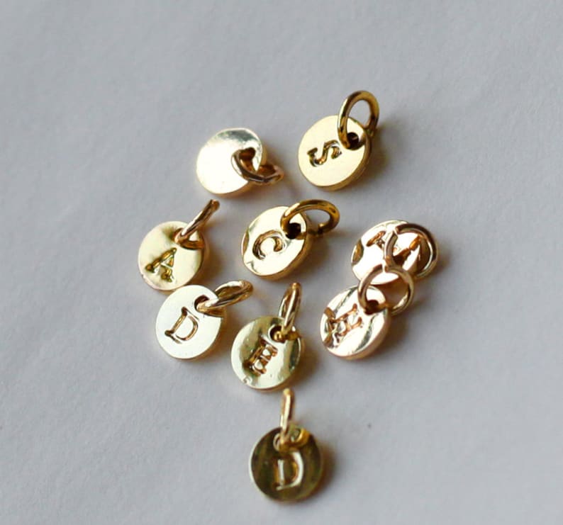 6mm Initial Charm, Golden Letter Charms, Initial Round Disc, Can Add to ...