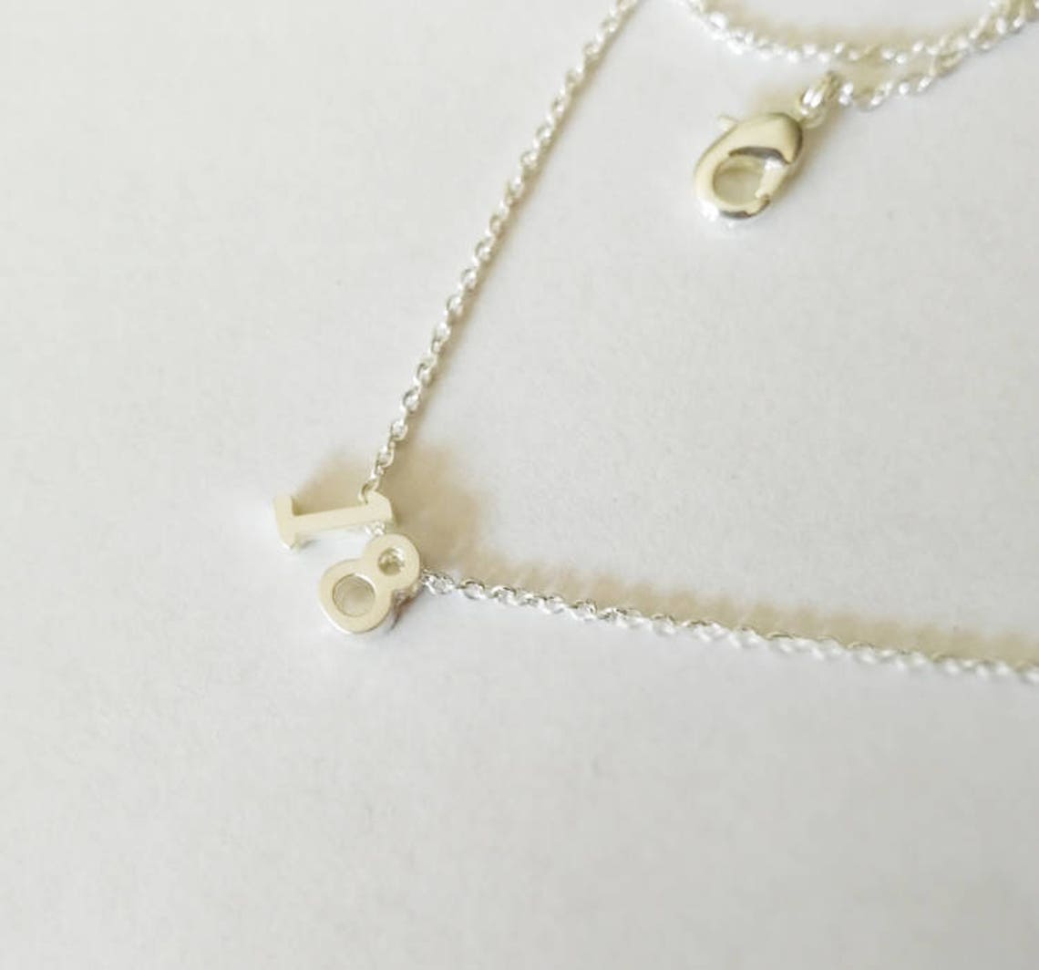 Silver Lucky Number Necklace matte Silver Number Silver | Etsy