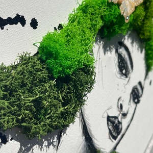 Moss Art - Contemporary Art Line Painting of a Woman With Moss Hair - Etsy