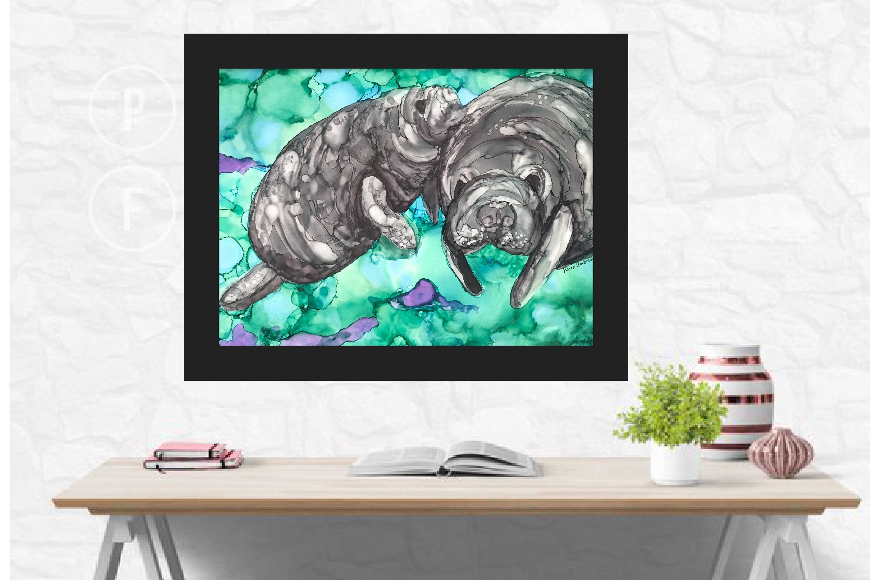 Manatees Abstract Original Alcohol Ink Painting - Etsy