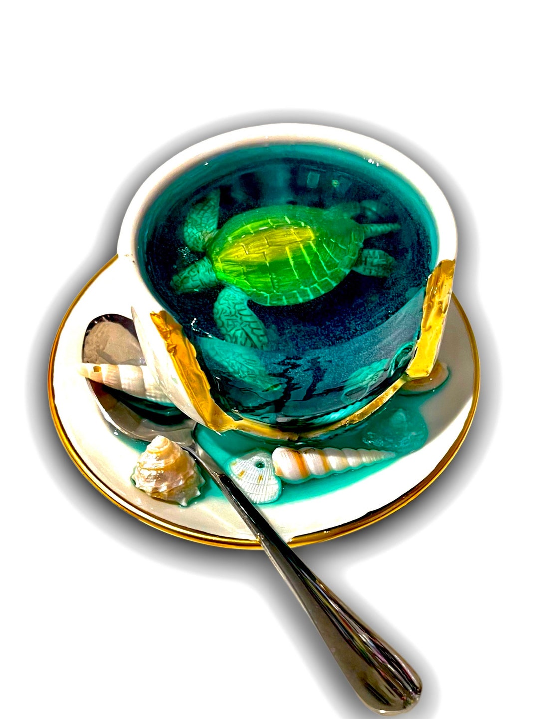 Tea Cup Creations Sea Turtle Beach Tea Cup Sculpture. - Etsy