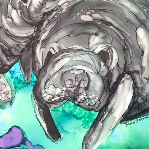 Manatees Abstract Original Alcohol Ink Painting - Etsy