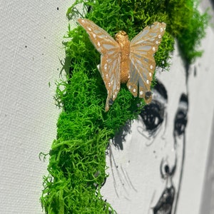Moss Art - Contemporary Art Line Painting of a Woman With Moss Hair - Etsy