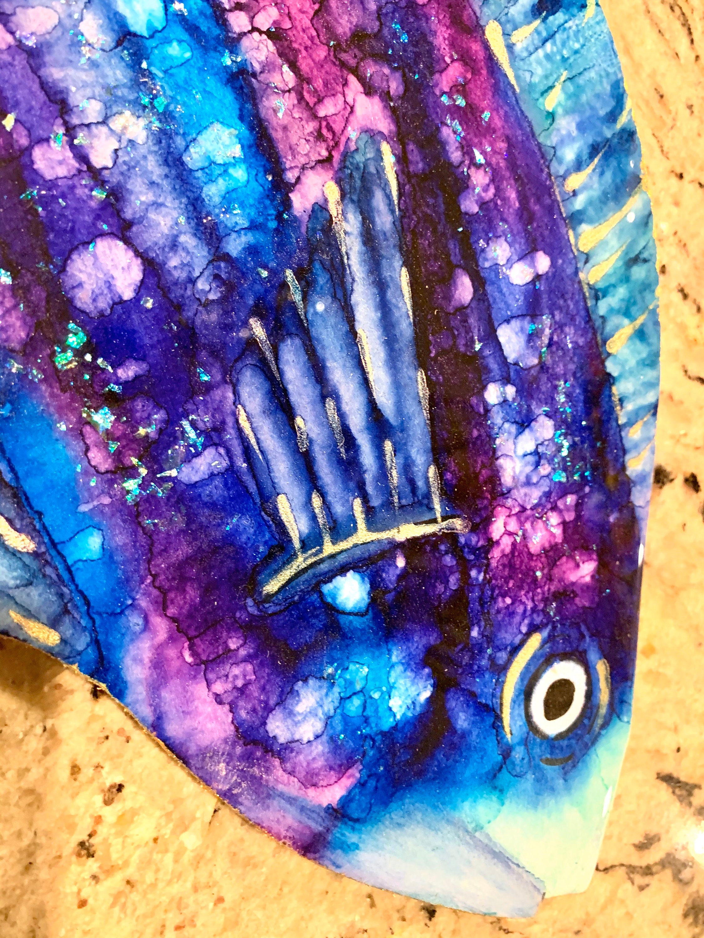 Abstract Fish Wall Art Blue | Etsy