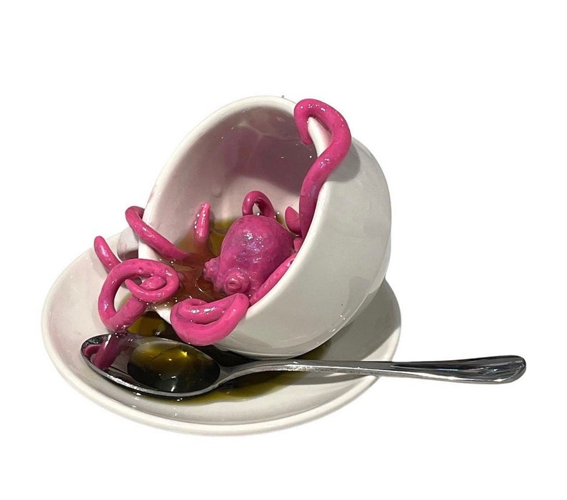 Tea Cup Creations - Pink Octopus - Tea Cup Sculpture. - Etsy