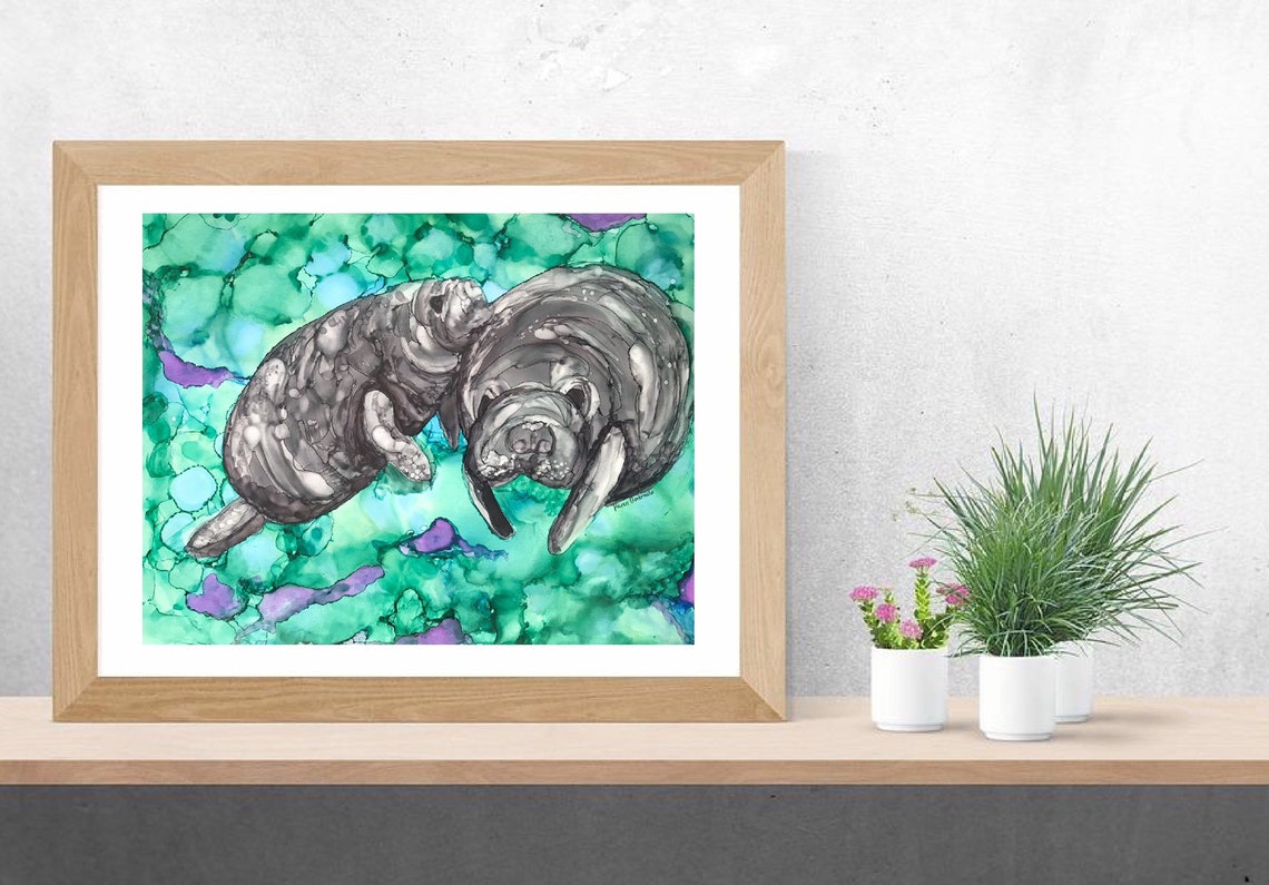 Manatees Abstract Original Alcohol Ink Painting - Etsy