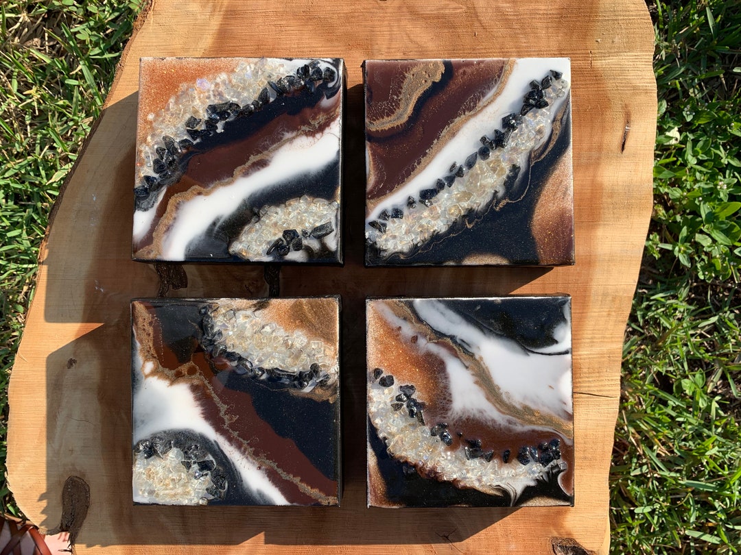 Chocolate Inspired Geode Art Set of 4 - Etsy