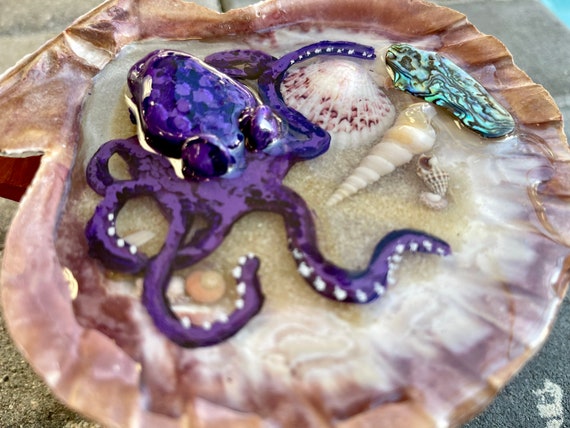 3D Resin Octopus Painting Shell Art - Etsy