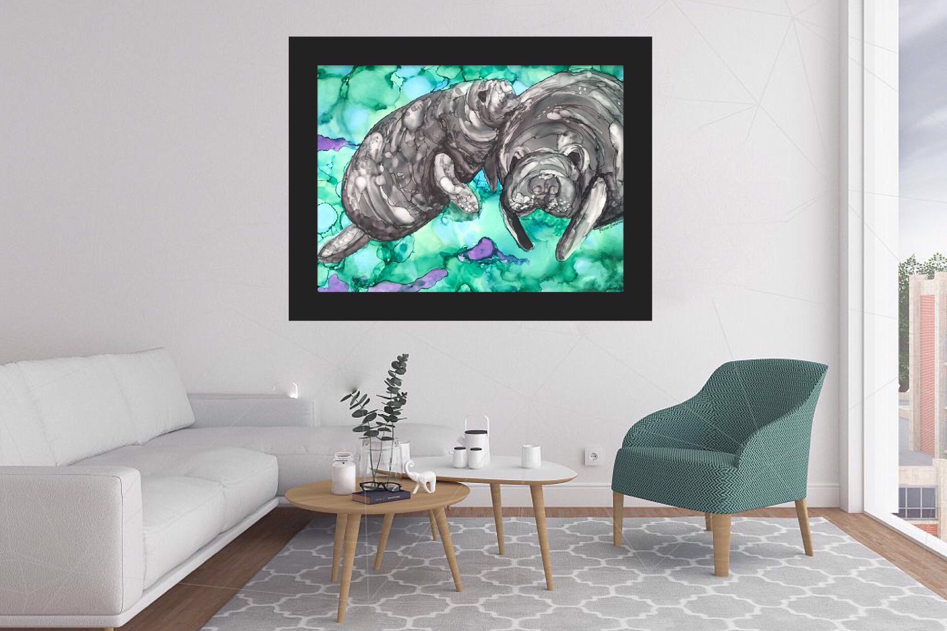 Manatees Abstract Original Alcohol Ink Painting - Etsy