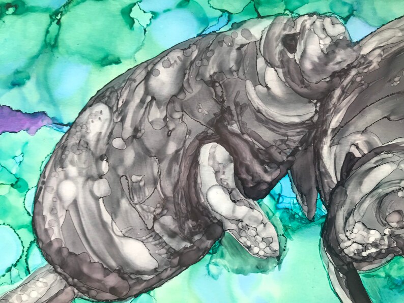 Manatees Abstract Original Alcohol Ink Painting - Etsy