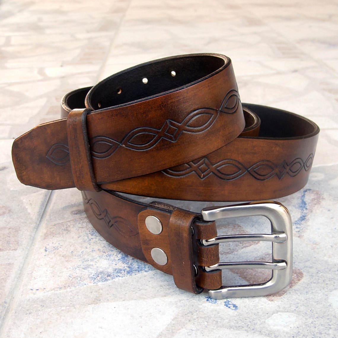 Men's Leather Belt, Men's Dark Brown Leather Belt, Rustic Leather Belt ...