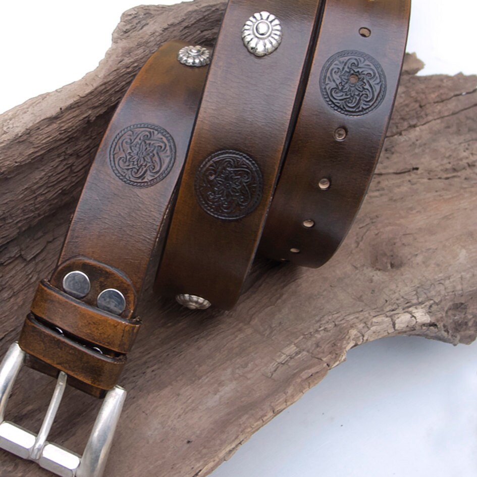 Men's Leather Belt, Dark Brown, Rustic Leather Belt, Hand Dyed and ...