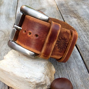 Men's Watch Strap, Vintage Style Watch Band, Distressed Light Brown ...