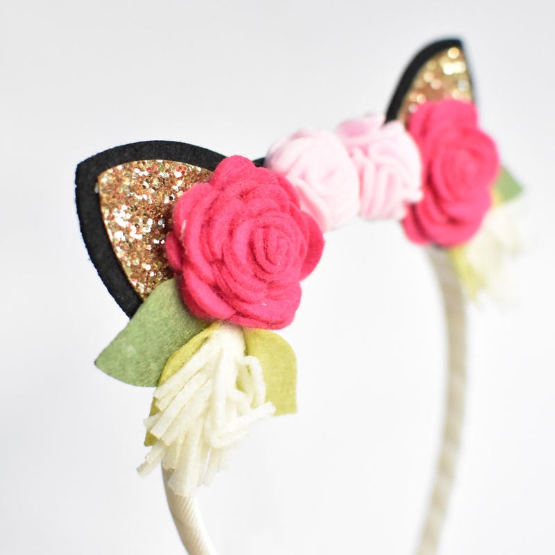 Flower Girl Crown Cat Ears - Etsy
