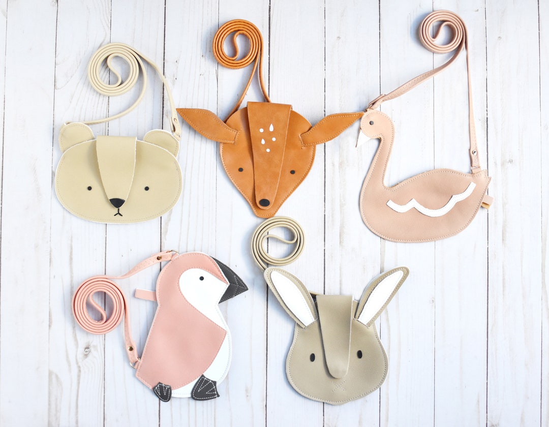 Faux Leather Animal Crossbody Bag: Toddler Purse, Bunny, Deer, Swan ...