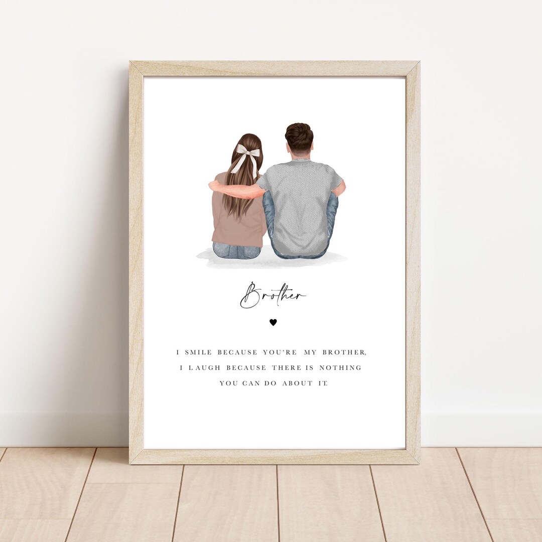 Brother Sister Personalised Print: Custom Portrait Digital Art or Print ...