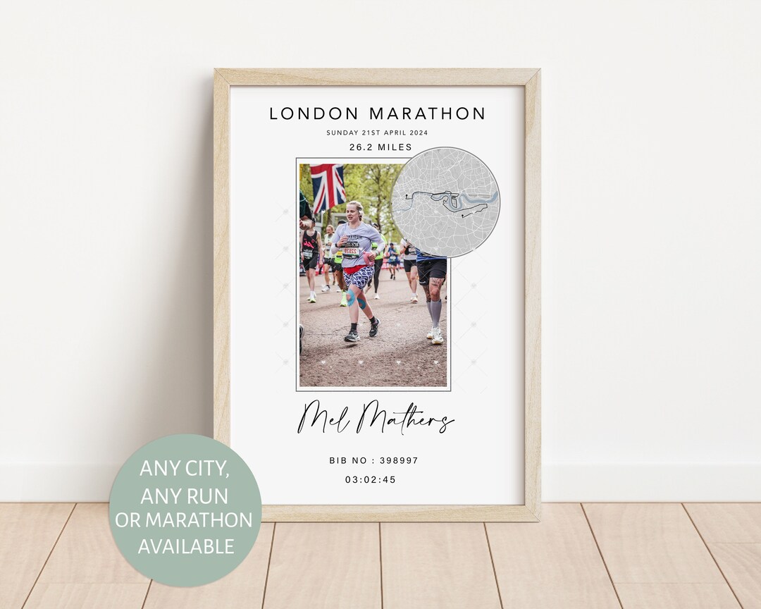 Any Run Any City London Marathon Photo Map Print Keepsake Souvenir ...