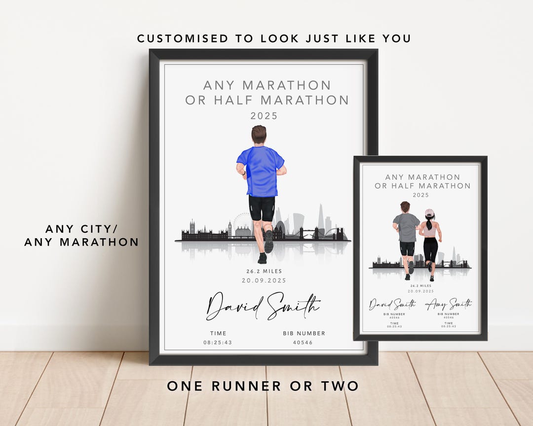 Any Marathon Half Marathon 10K 5K Medal Any Location Print Keepsake ...