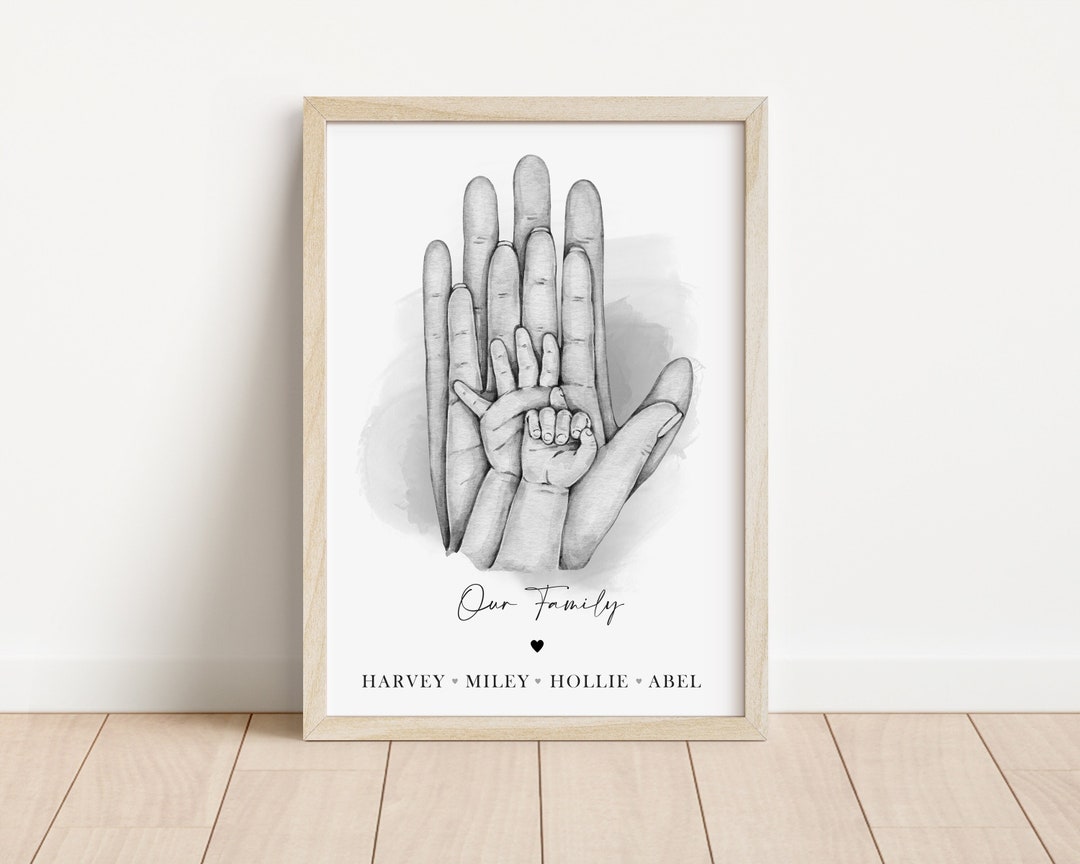 Personalised Family of Four Hand Print: Sentimental Home Decor - Etsy