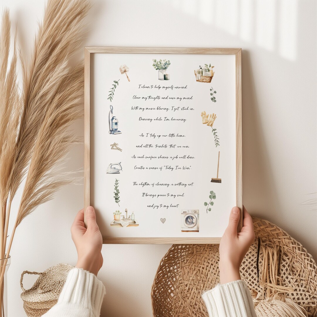 Cleaning Print Poem Poster Therapy Mental Health Love Cleaner Clean ...
