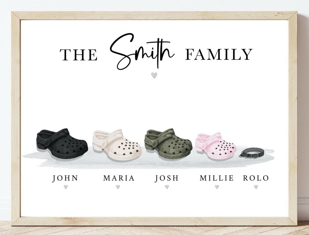 Clogs Family Shoes Custom Print Wall Home Our Family Gift Gifting ...