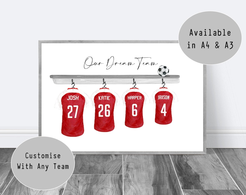 Our Dream Team Football Print Family Team A4 or A3 | Etsy