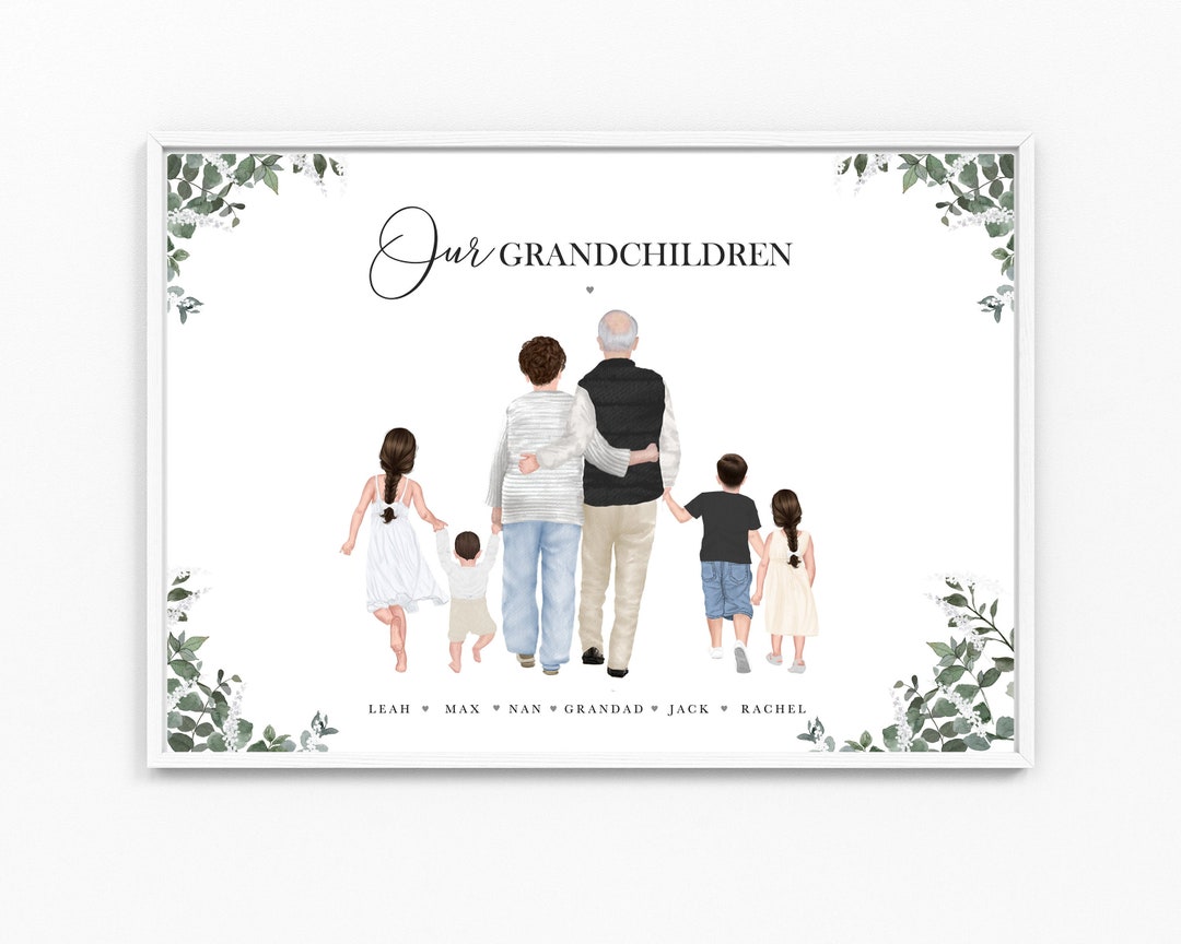 Our or My Grandchildren Grandparent Family Print Gift Personalised Back ...