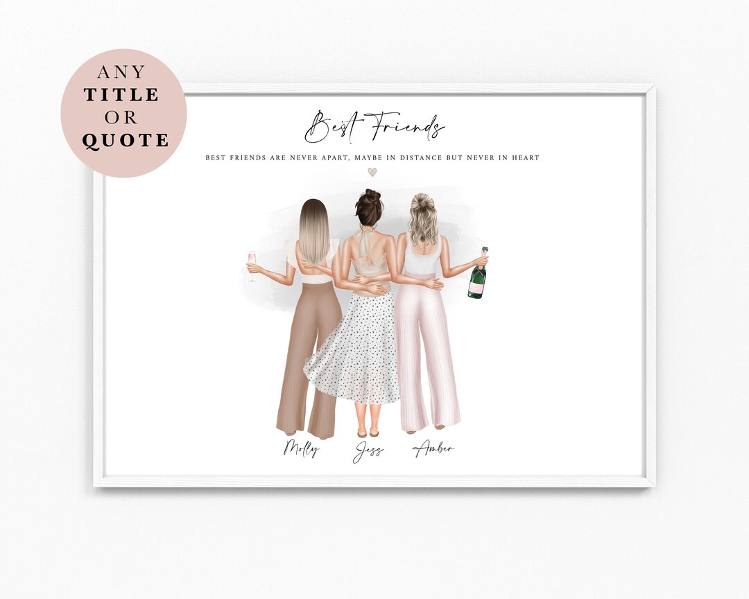 Best Friend Girls Group Print Family Back Personalised Besties Friends ...