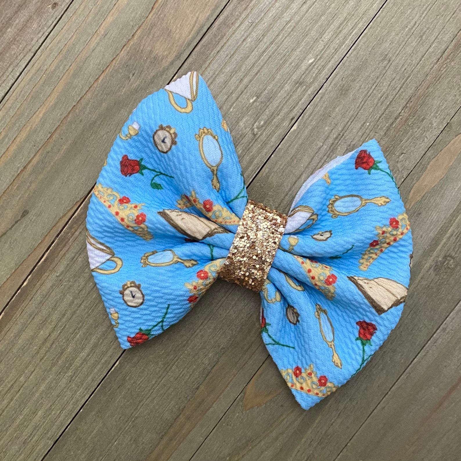 Princess Belle Bow Princess Bow Belle hair bow Blue Bow | Etsy