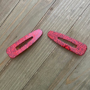 Red Resin Clips, Holographic Resin Clip, Red Hair Clip, Glitter Clip ...