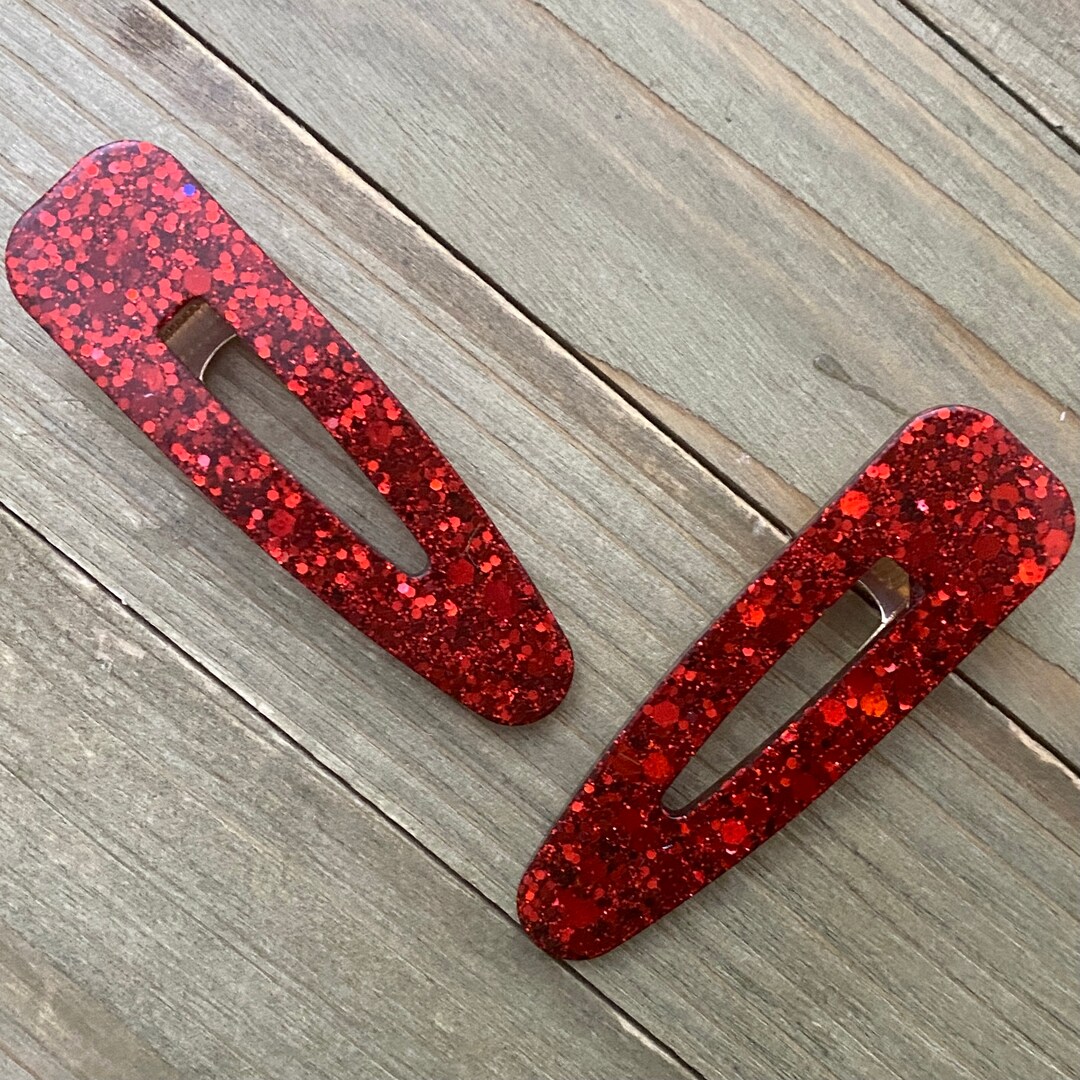 Red Resin Clips, Holographic Resin Clip, Red Hair Clip, Glitter Clip ...