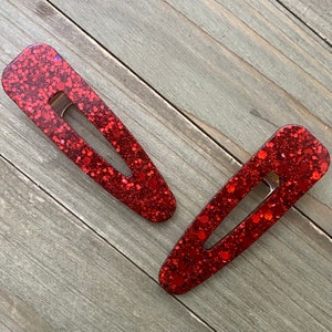 Red Resin Clips, Holographic Resin Clip, Red Hair Clip, Glitter Clip, Resin Hair Clip, Resin ...