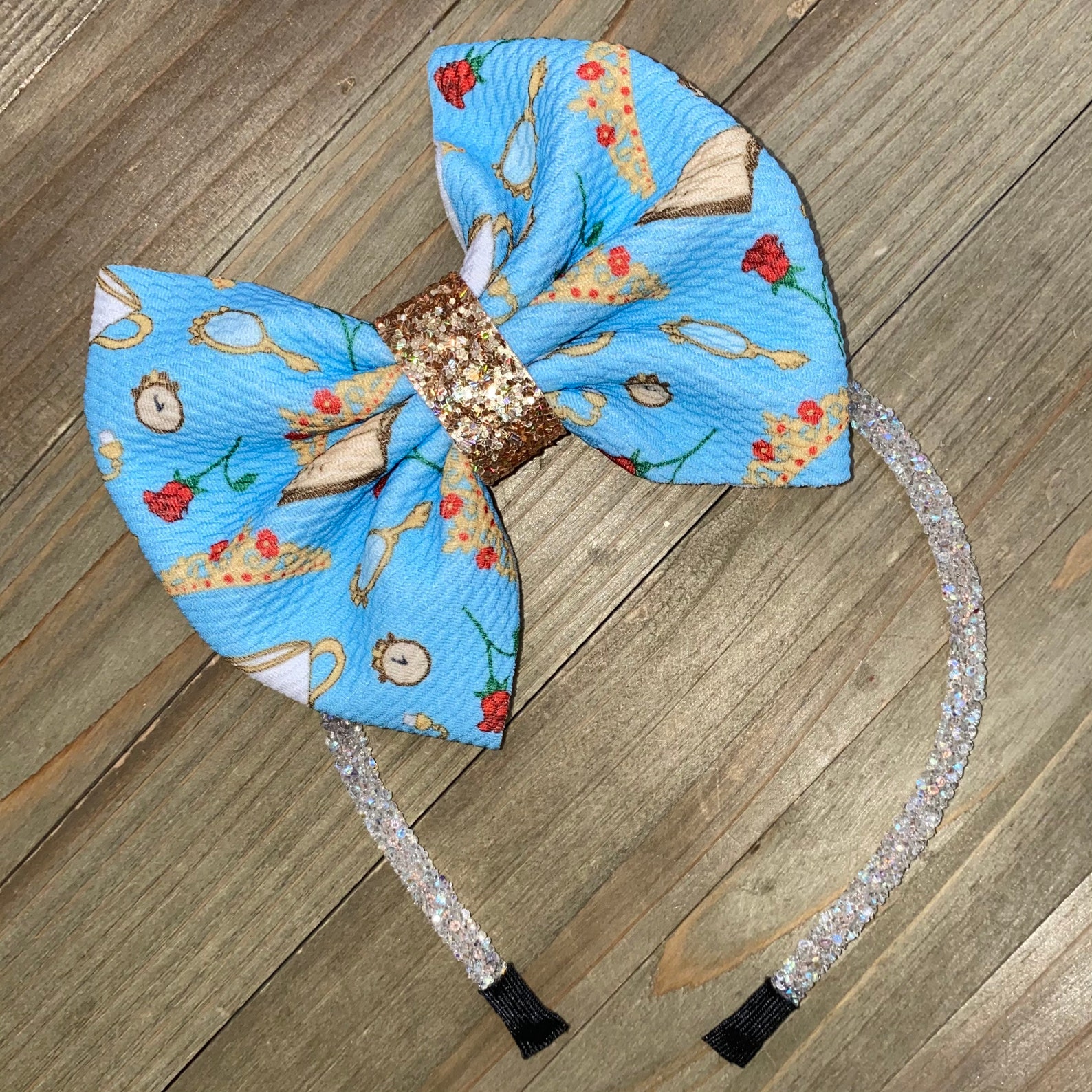 Princess Belle Bow Princess Bow Belle hair bow Blue Bow | Etsy