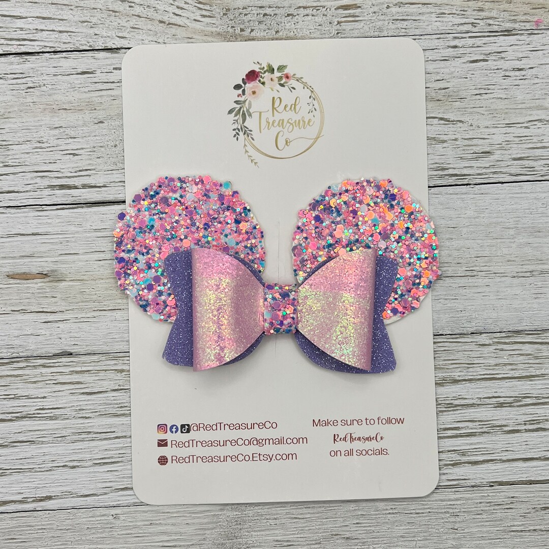 Pink Minnie Hair Bow, Candy Mouse Ears, Minnie Bow, Mouse Ear Bow ...