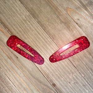 Red Resin Clips, Holographic Resin Clip, Red Hair Clip, Glitter Clip ...