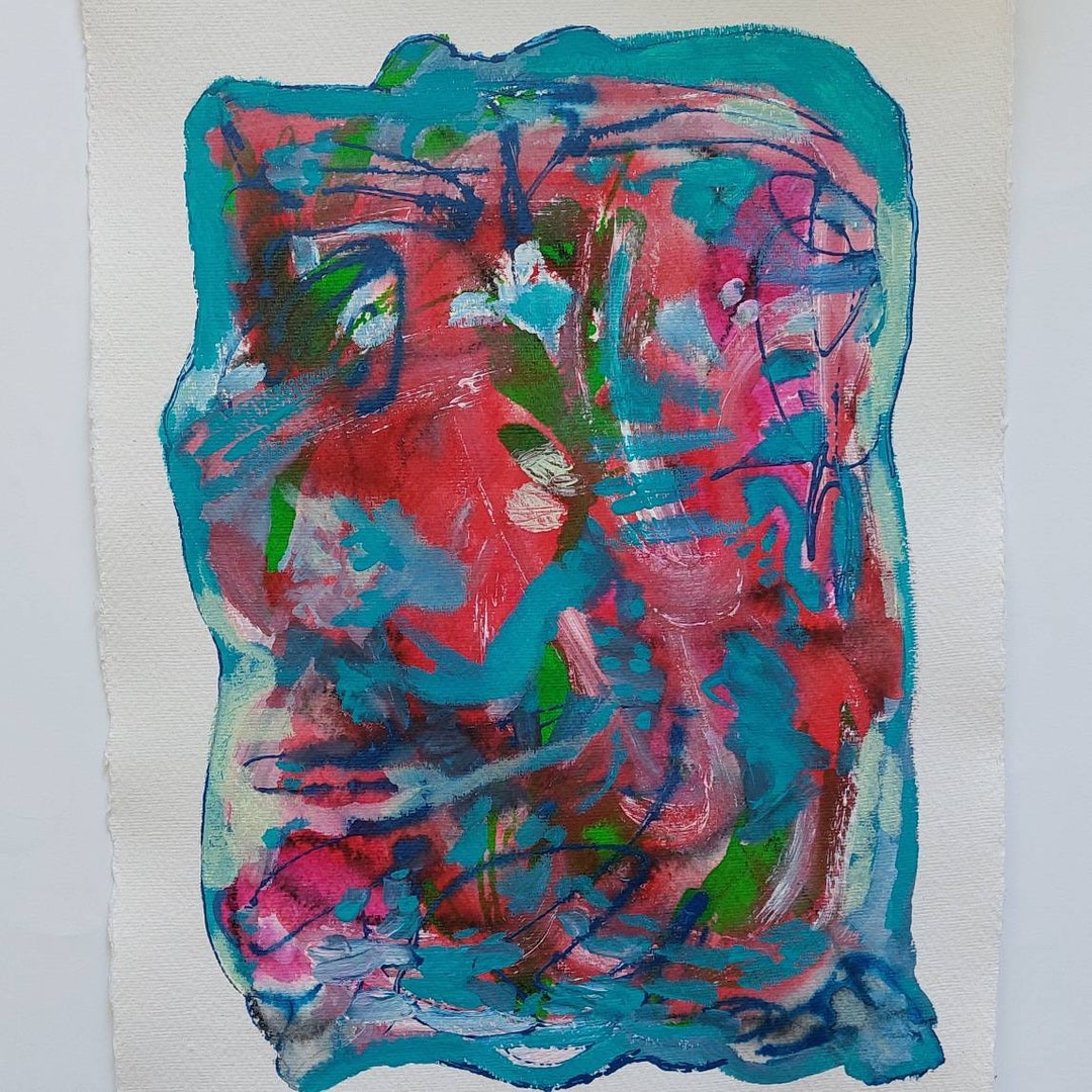Abstract Art, Abstract Painting on Cotton Rag Paper, Original Mixed ...