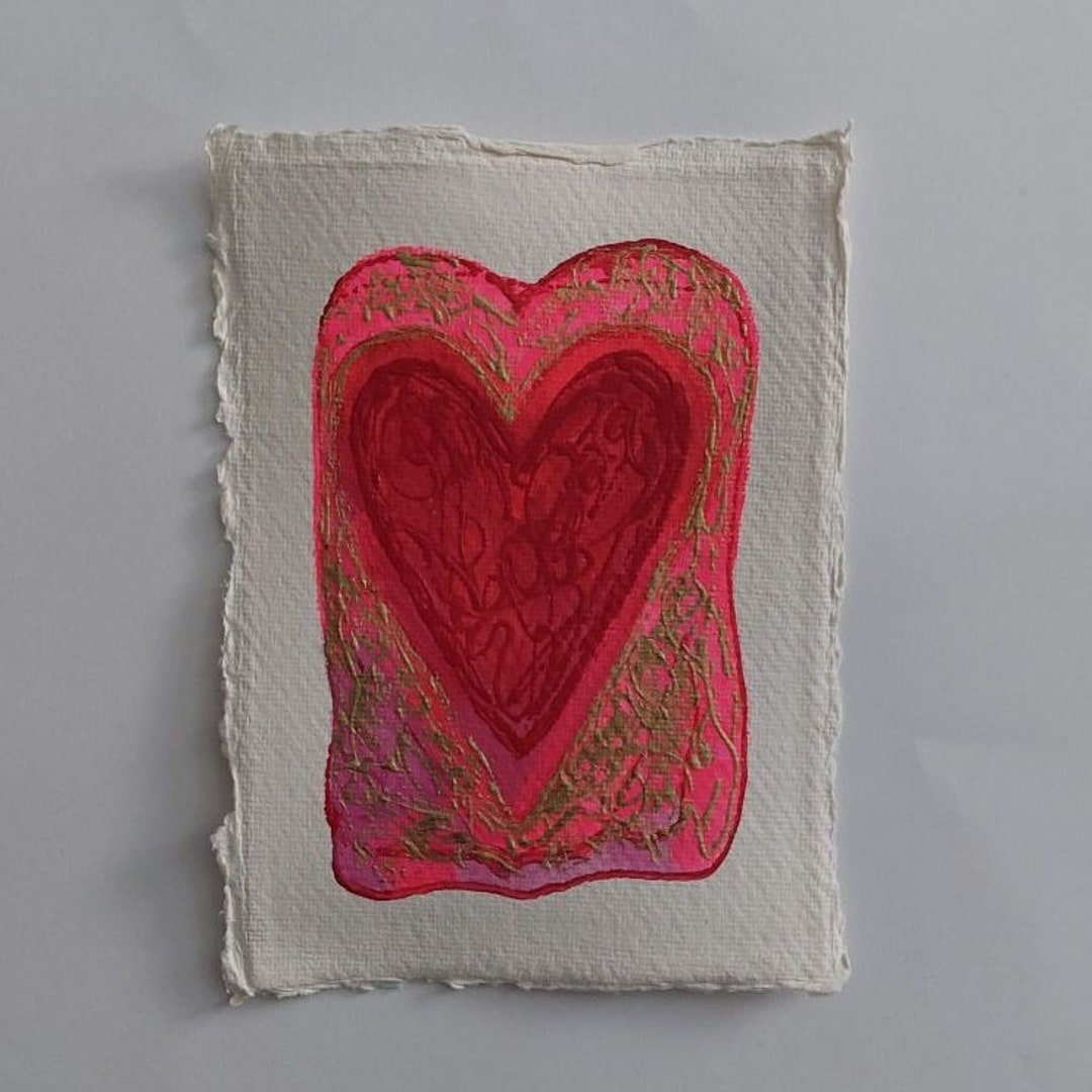 Abstract Art on A6 Valentines Day Heart Painting320gsm - Etsy