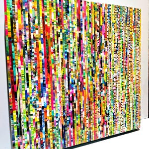 Unique Colorful Collage Artwork Chindi Collage Bright Stripe Collage ...