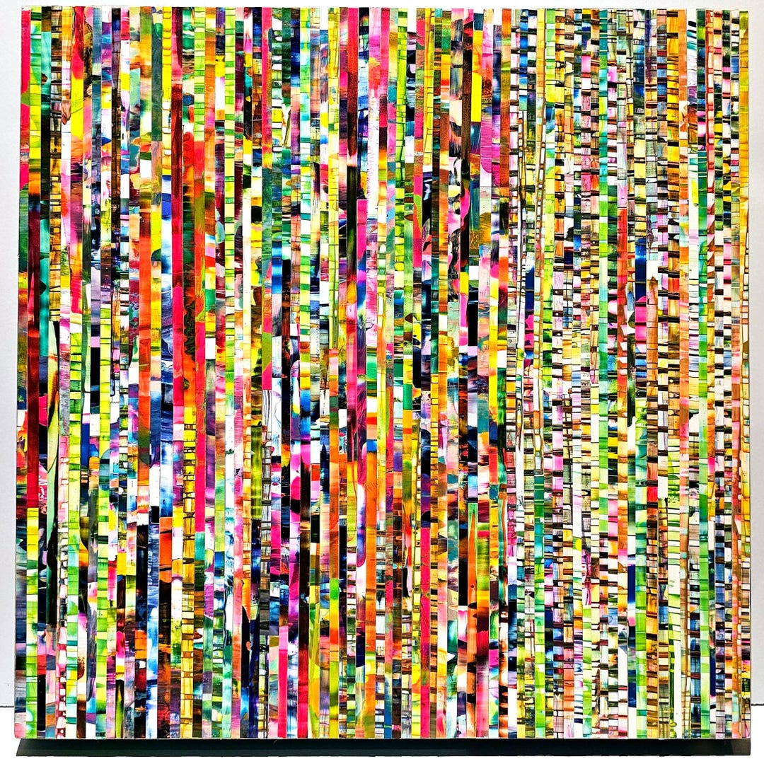 Unique Colorful Collage Artwork Chindi Collage Bright Stripe Collage ...