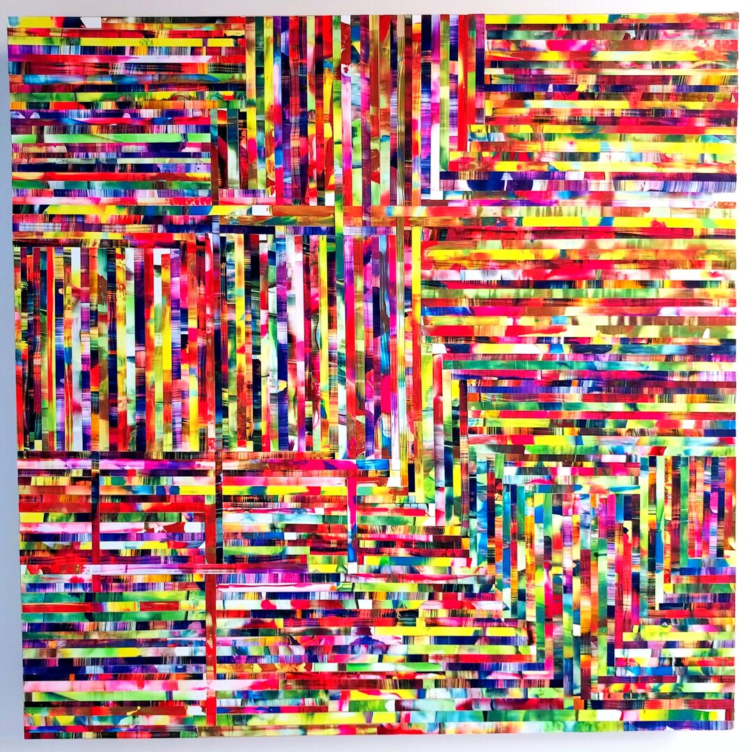 Colorful Abstract Unique Collage Art Vivid Color Artwork Pink and ...