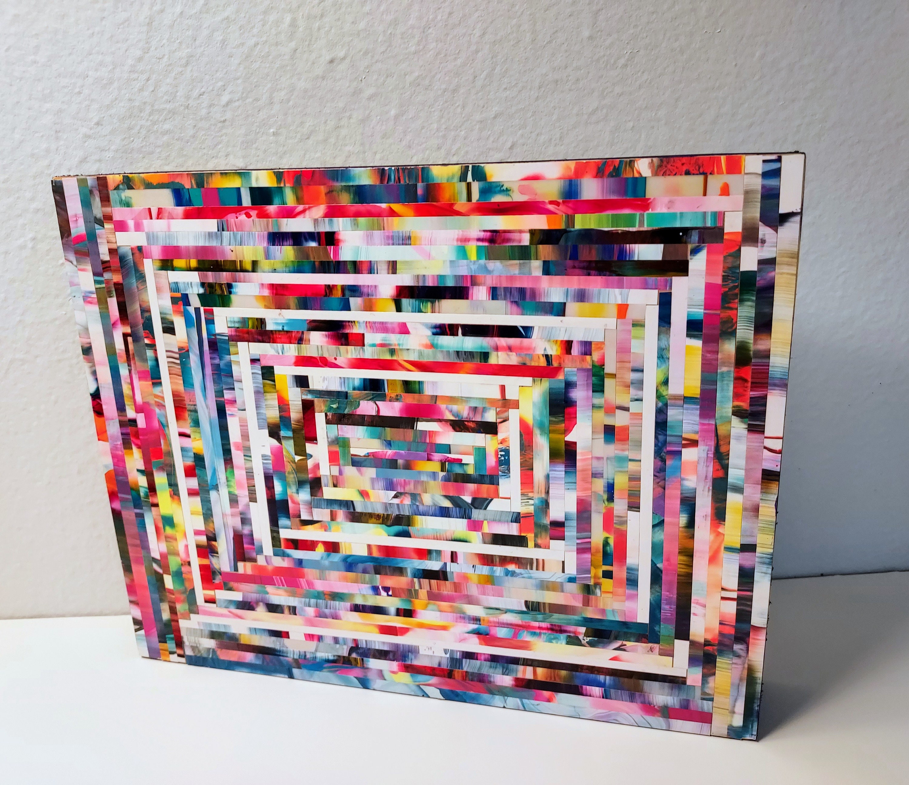 Unique Abstract Log Cabin Collage Original Mixed Media Art Color Lover ...